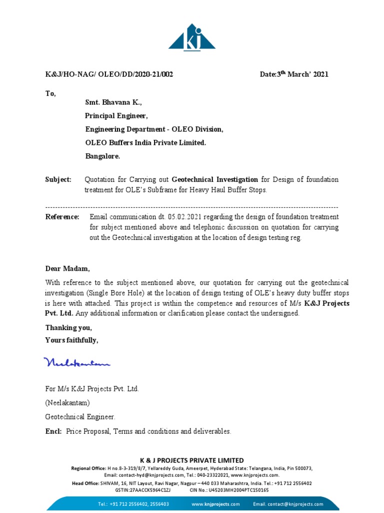 K&J Quotation For Geotechnical - OLEO | PDF | Drilling Rig | Borehole