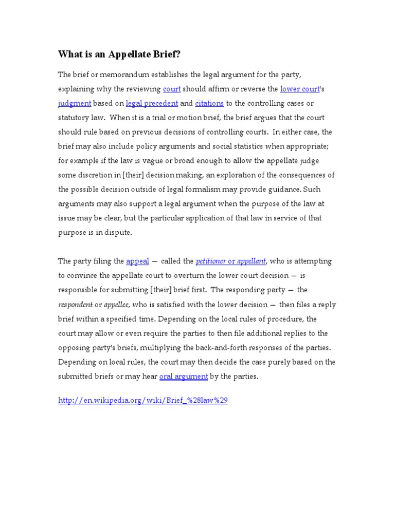 What Is An Appellate Brief | PDF