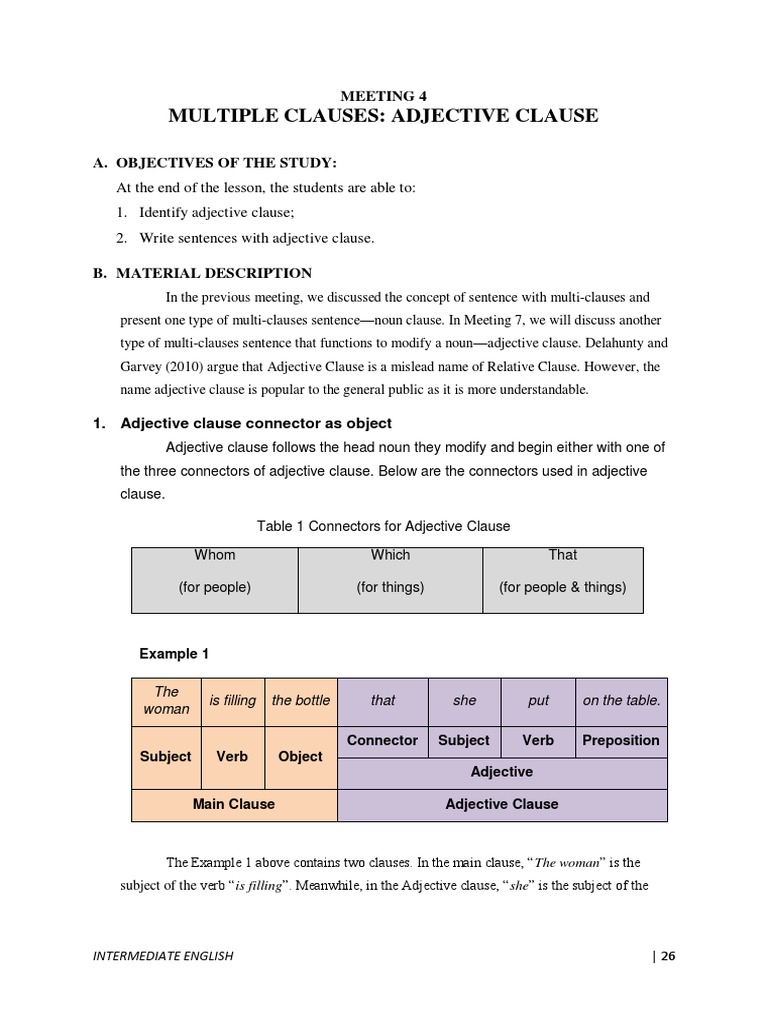 English 2-04-Structure Adjective Clause | PDF