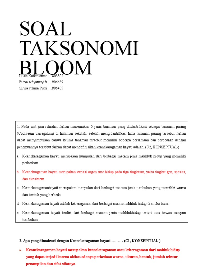 Soal Taksonomi Bloom Dam Kps | PDF