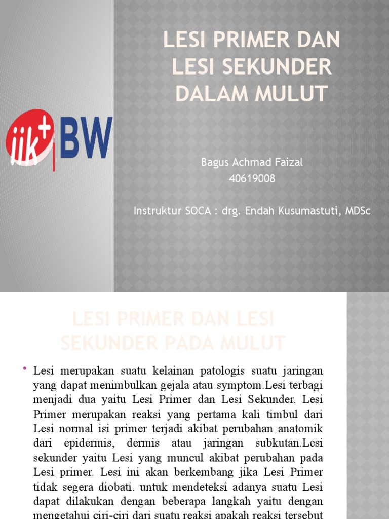 Lesi Primer Dan Lesi Sekunder Dalam Mulut Bagus AF | PDF