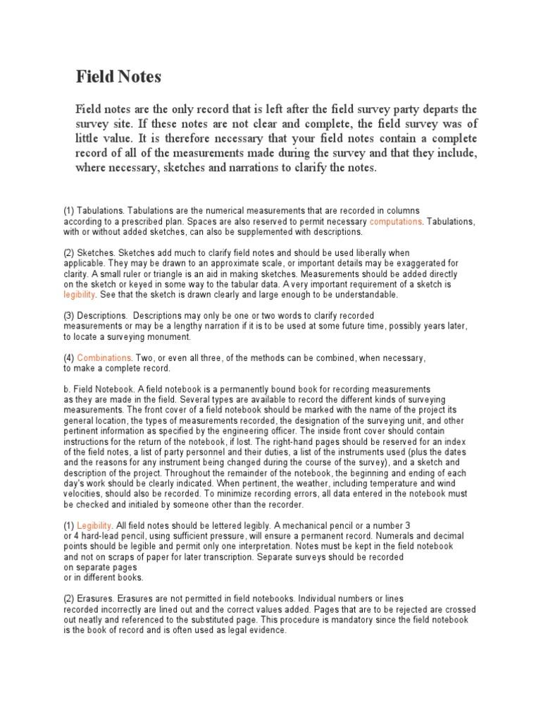 Field Notes: Computations | PDF | Surveying | Topography