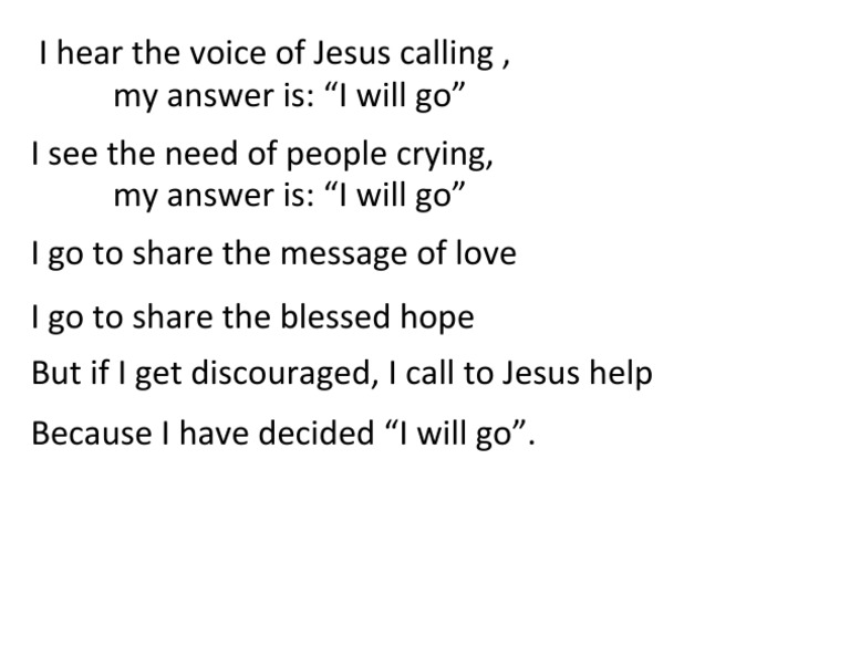 I Will Go - Lyrics | PDF