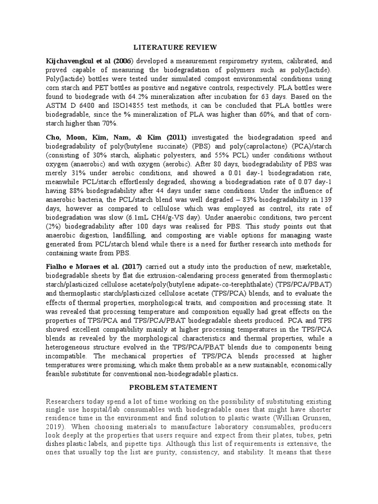 Literature Review and Problem Statement | PDF | Biodegradation | Waste