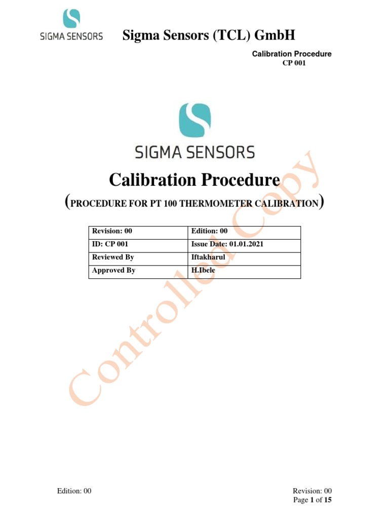 Sigma Procedure - RTD | PDF | Calibration | Metrology