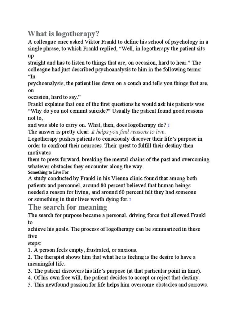 Discovering Purpose with Logotherapy | PDF | Clinical Psychology ...