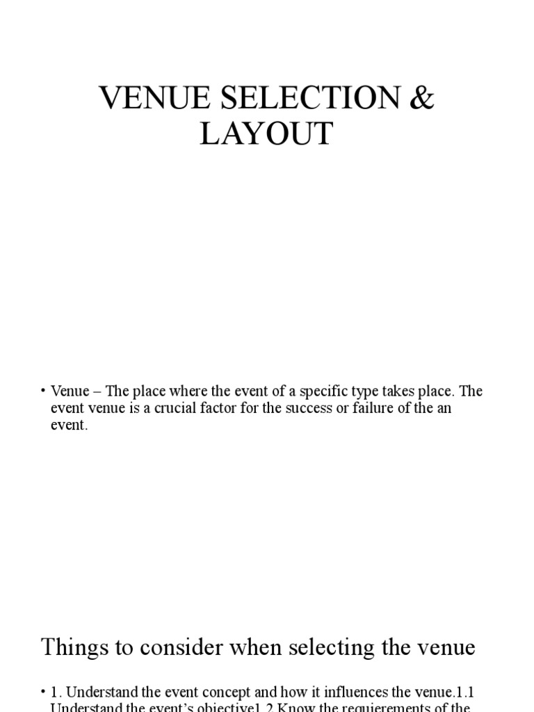 Venue Selection and Layout Guide | PDF | Request For Proposal | Business