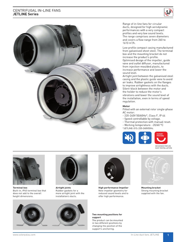 JETLINE Series: Centrifugal In-Line Fans | PDF | Duct (Flow) | Electric ...