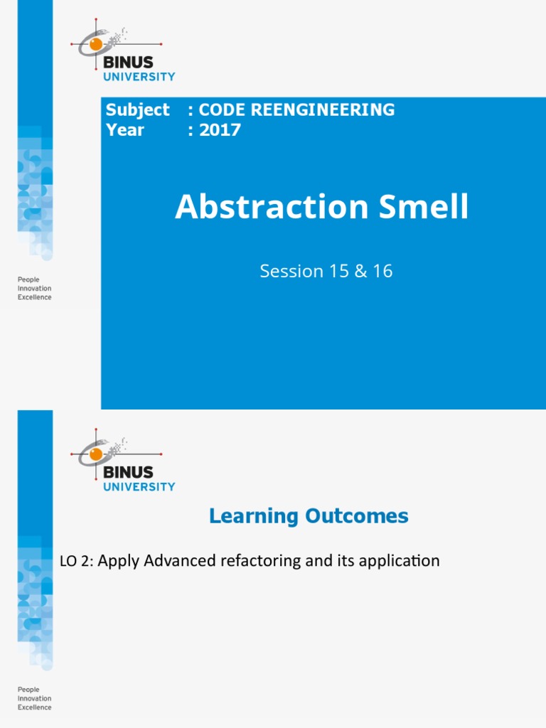 Binus University Code Reengineering Abstraction Smell | PDF | Abstraction (Computer Science ...