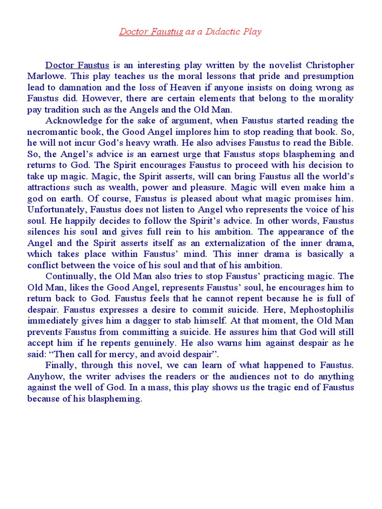 Doctor Faustus As A Didactic Play | PDF