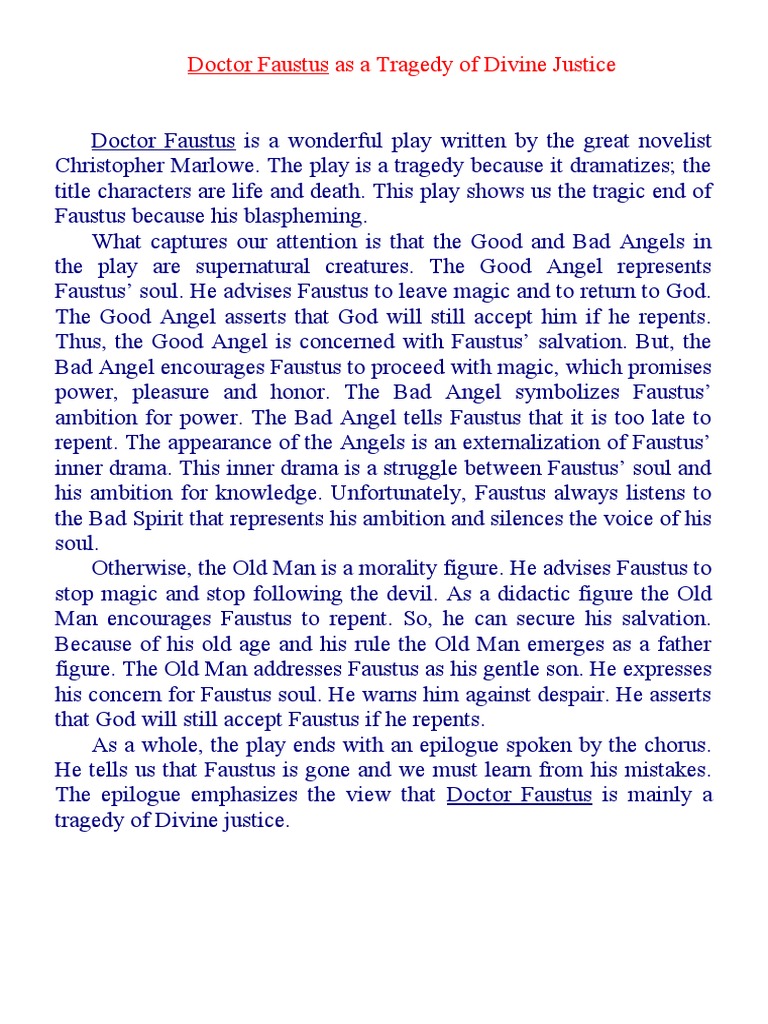 Doctor Faustus As A Tragedy of Divine Justice | PDF