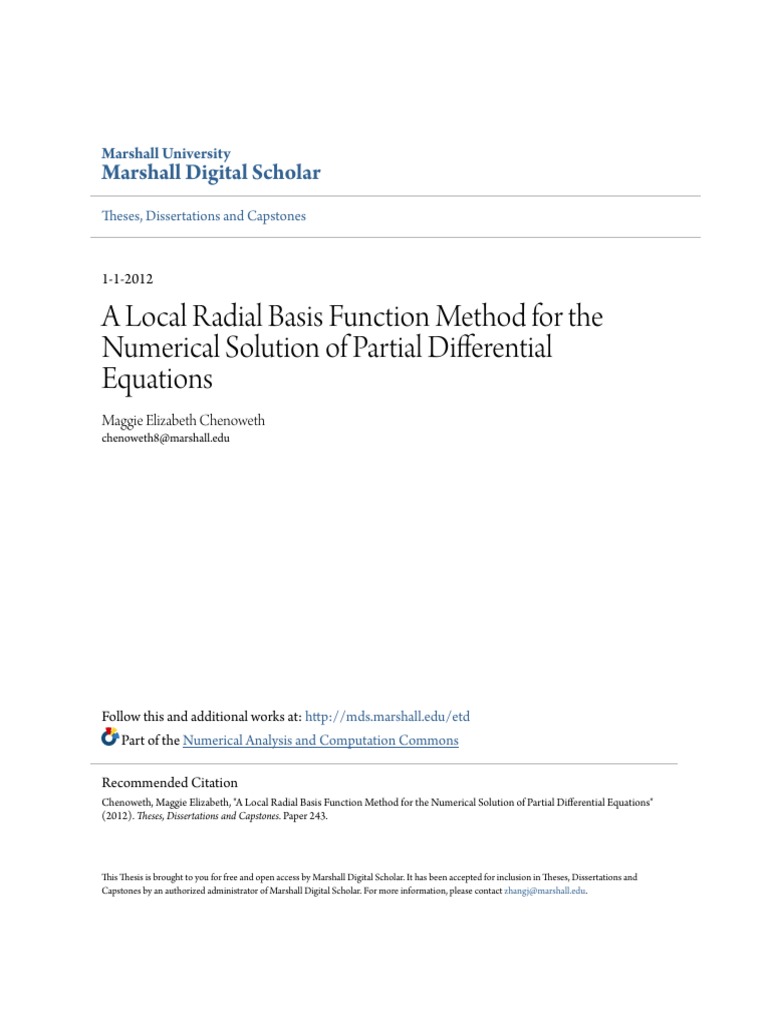 A Local Radial Basis Function Method For The Numerical Solution o | PDF | Thesis | Matrix ...