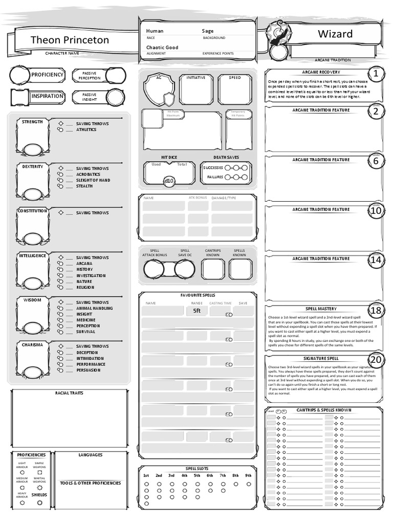 Sample DND Sheet | PDF | Role Playing Games | Fantasy Role Playing Games