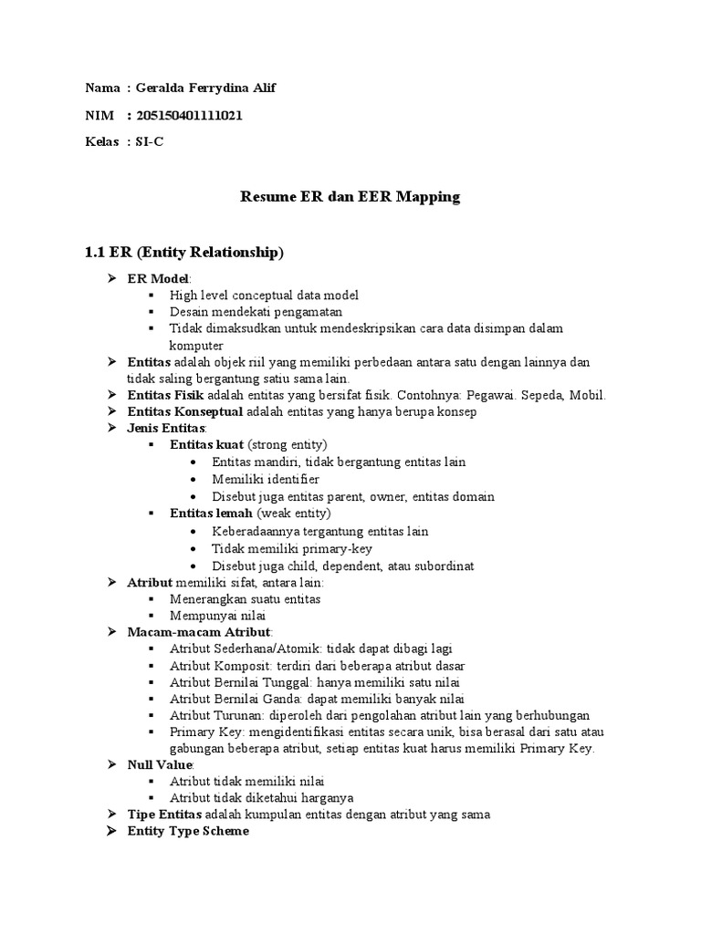 RESUME ER Dan EER | PDF