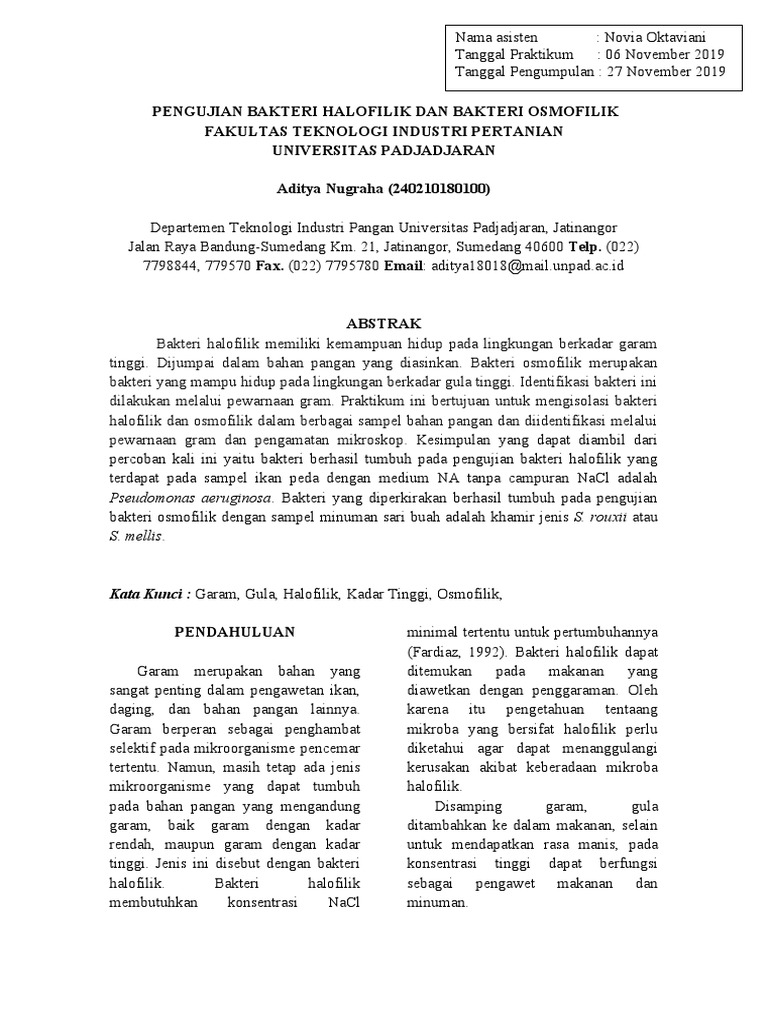 Laprak 4 Halofilik Dan Osmofilik | PDF