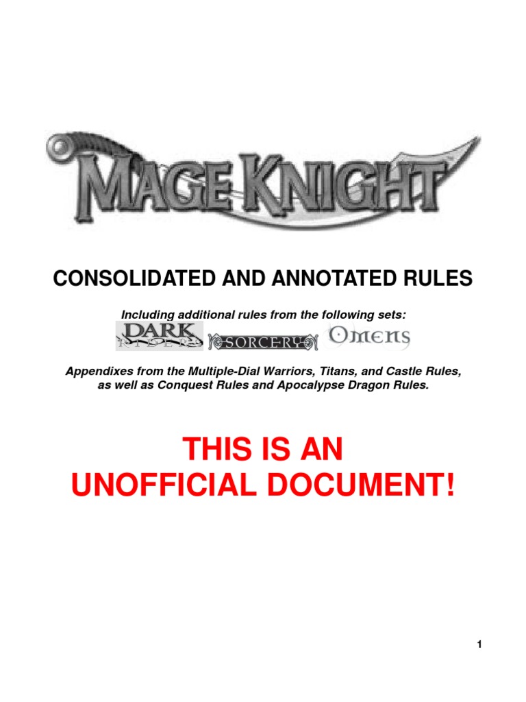 Mage Knight Consolidated Rules | PDF | Leisure