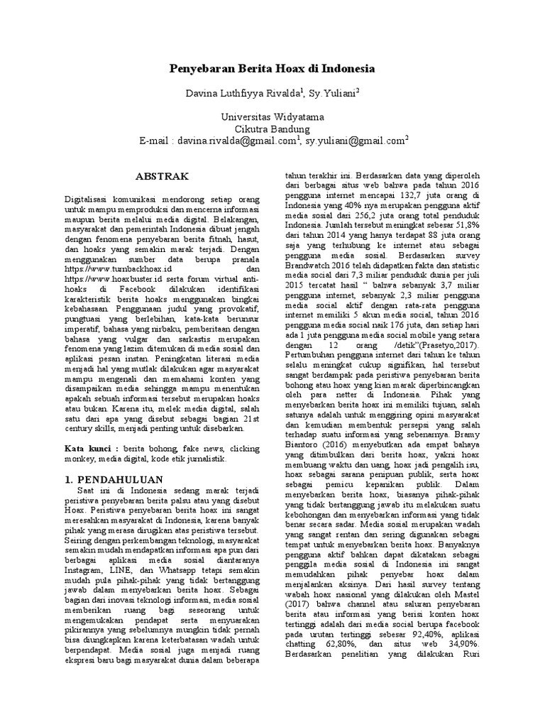 Analisis Penyebaran Hoax Di Indonesia | PDF
