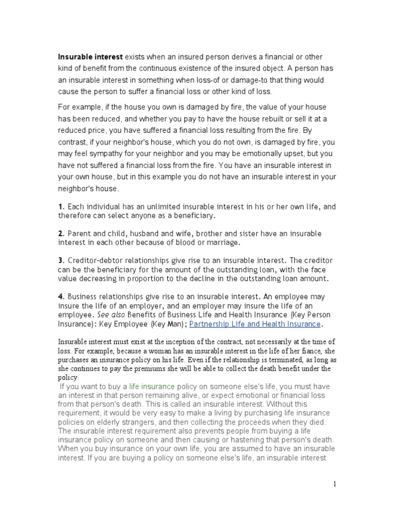 Insurable Interest | Download Free PDF | Insurance | Business