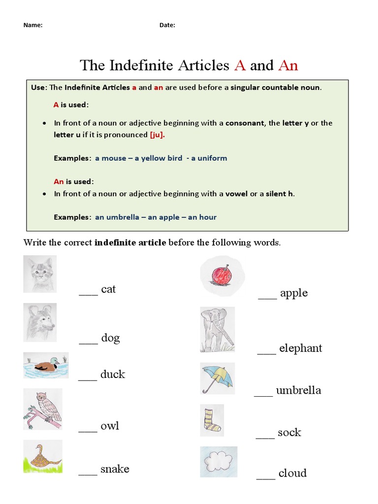 The Indefinite Articles A and An Grammar Guides 91595 | PDF