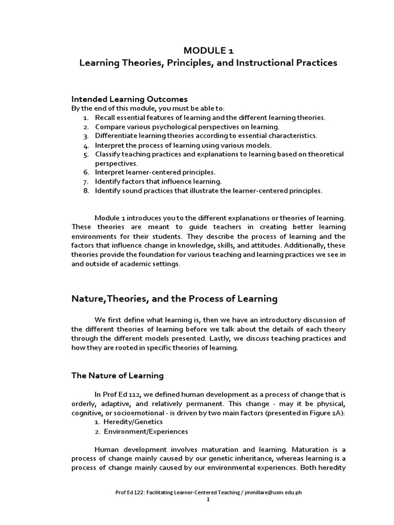 FLCT Module 1a. Nature of Learning | PDF | Learning Theory (Education) | Developmental Psychology