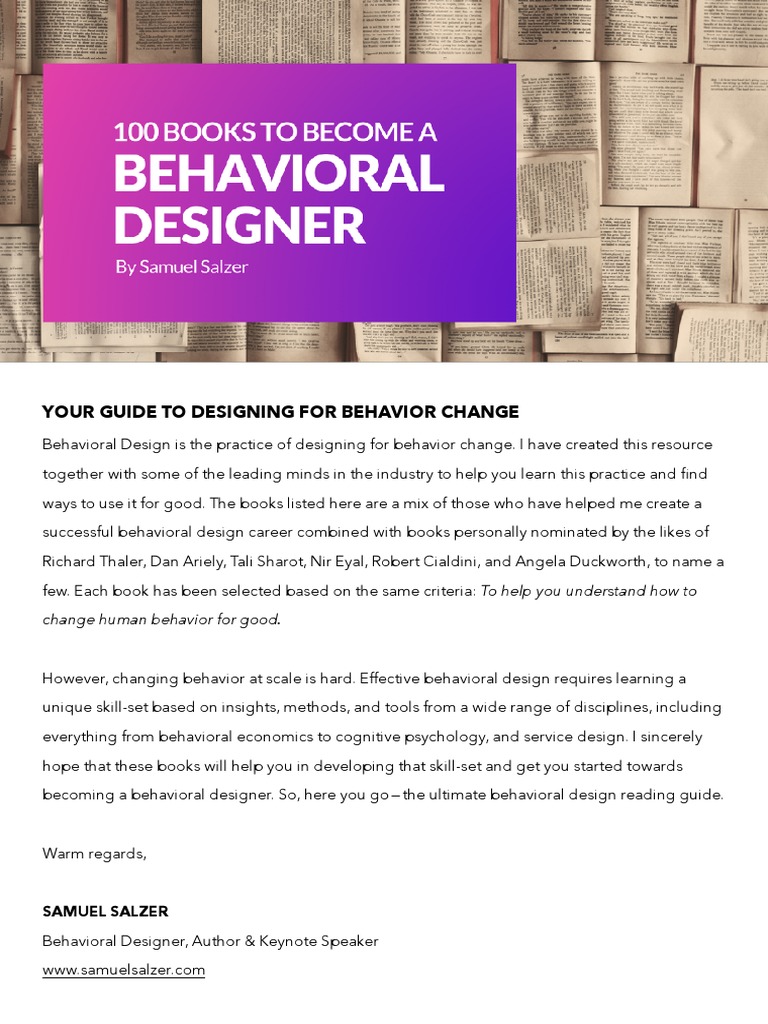Behavioral Design: A Reading Guide | PDF | Behavioral Economics ...