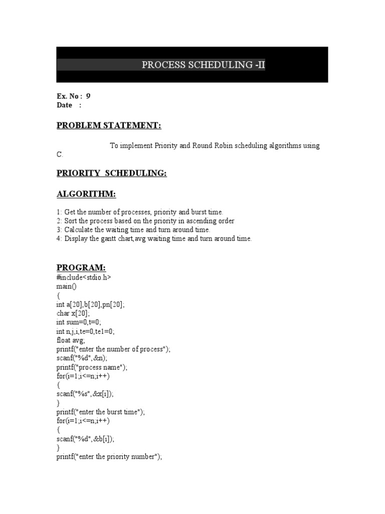 Process Scheduling - Ii: Problem Statement | PDF | Theoretical Computer Science | Scheduling ...