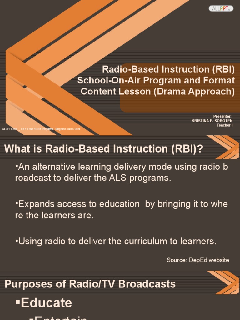 Radio-Based Instruction (RBI) School-On-Air Program and Format Content ...