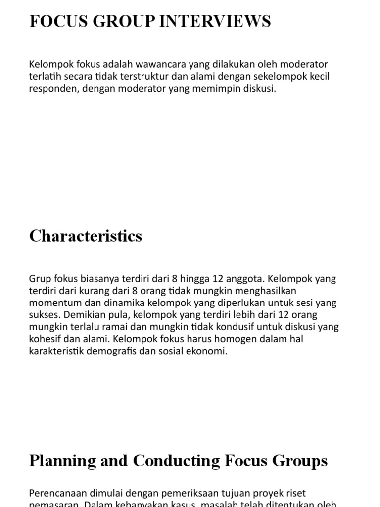 Chapter 5 Sub Bab 4-5 (Focus Group Dan Depth Group Interviews) | PDF