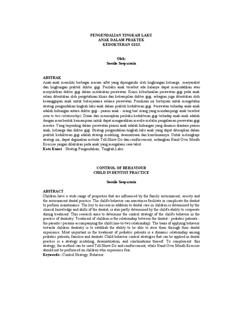 Pengendalian Tingkah Laku Anak | PDF