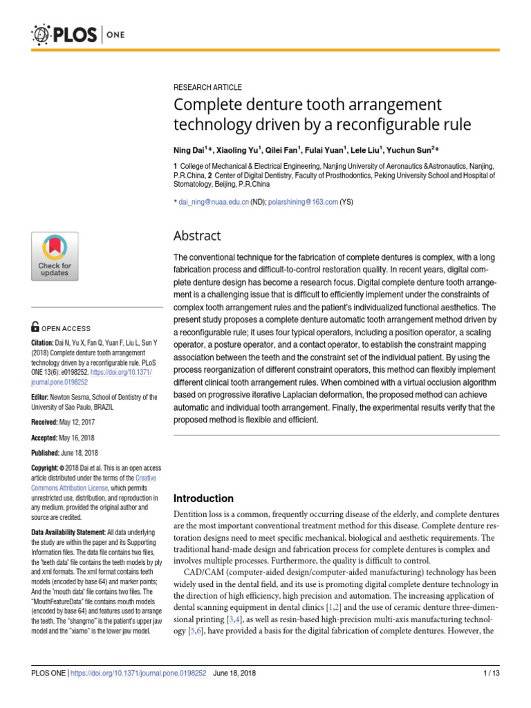 Complete Denture Tooth Arrangement Technology Driven by A ...