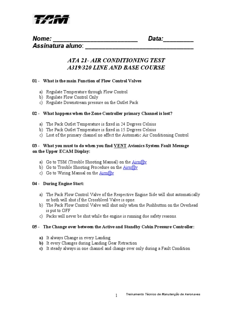 Ata 21 Air Conditioning A320 | PDF