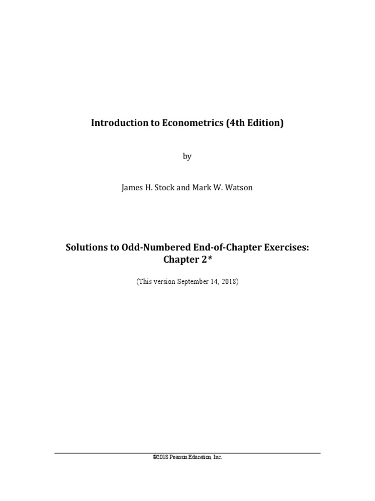 Introduction To Econometrics (4th Edition) : (This Version September 14 ...