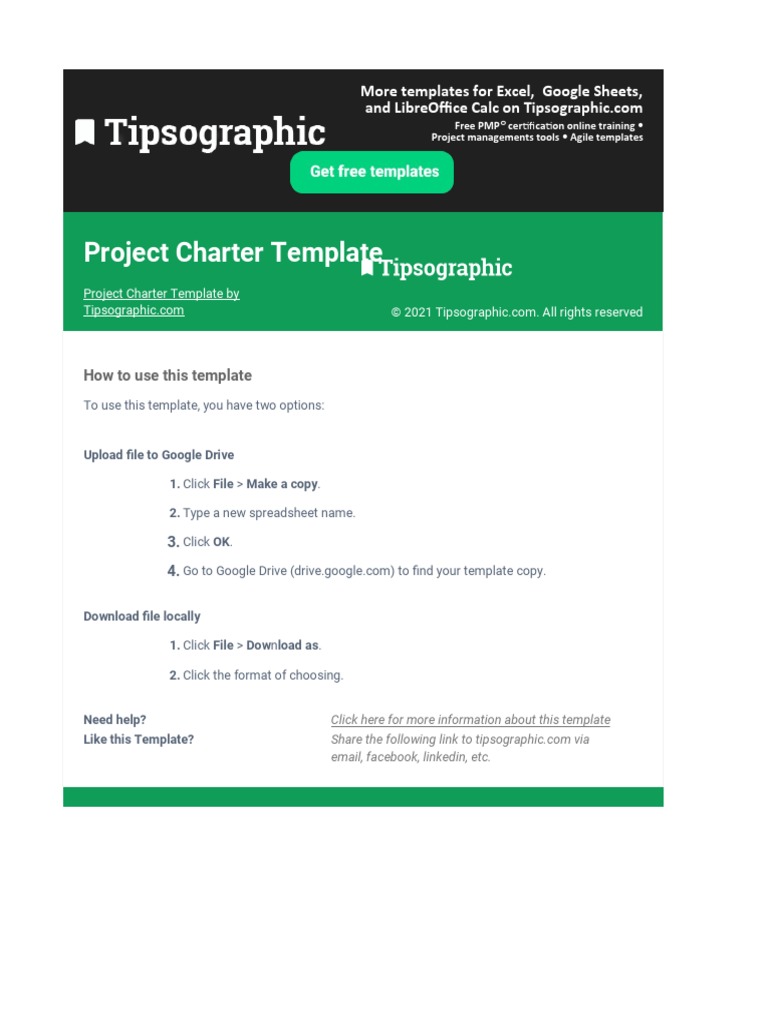 1 Agile Project Charter by Tipsographic | PDF | License | Intellectual ...