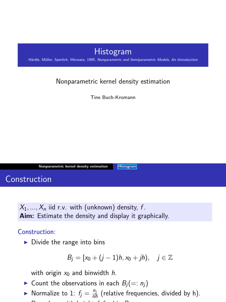 Histogram Nonparametric Kernel Density Estimation Pdf Mean Squared Error Histogram