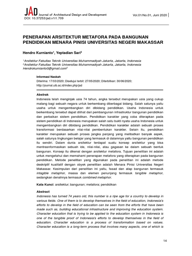 2020 DOI Arsitektur Metafora Bangunan Pendidikan Menara | PDF
