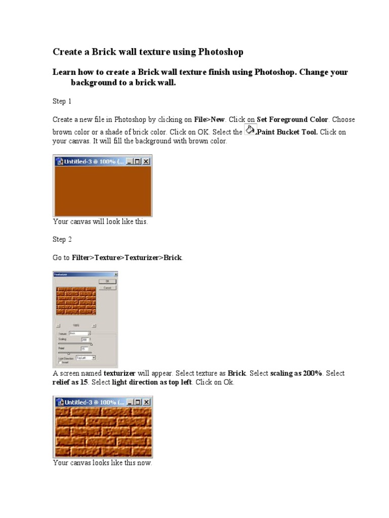 Create A Brick Wall Texture Using Photoshop | PDF