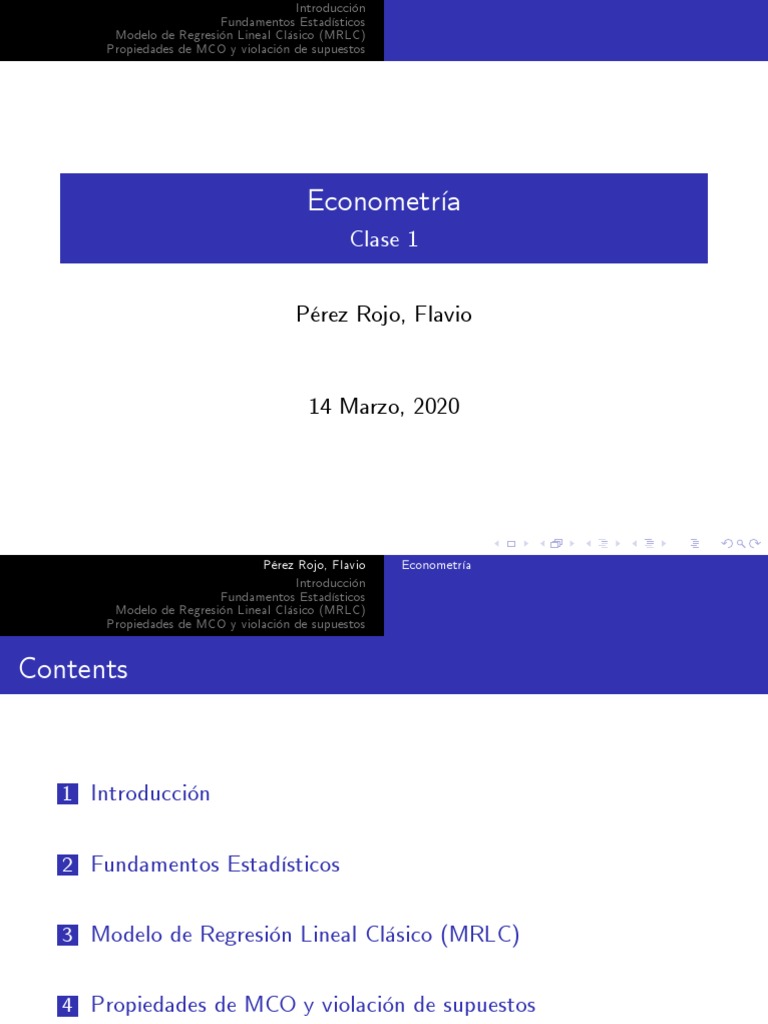 Notas de Clase Fundamentos de Econometría | PDF | Mínimos cuadrados ordinarios | Estimador
