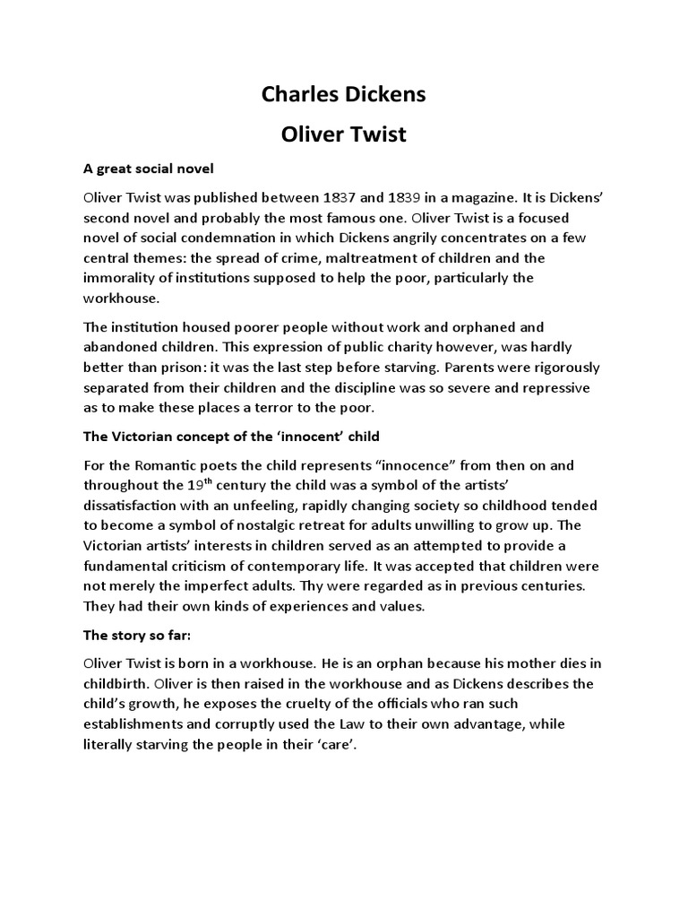 Charles Dickens Oliver Twist: A Great Social Novel | PDF | Nancy ...