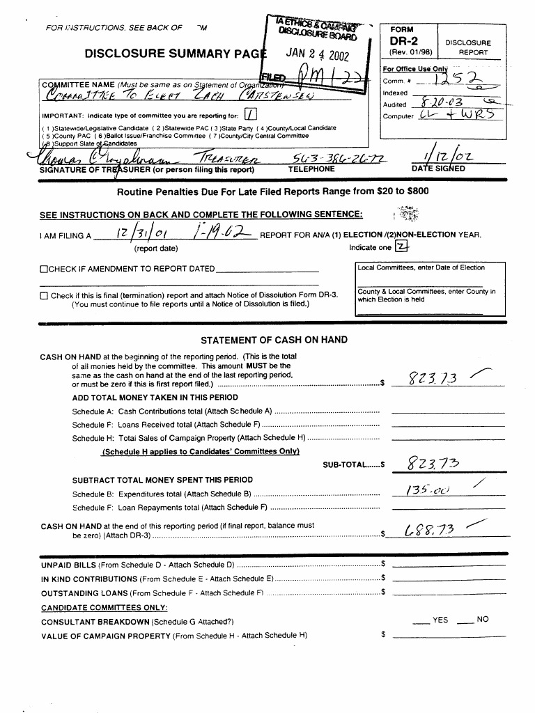 Committee Disclosure Report Instructions | PDF | Political Action ...
