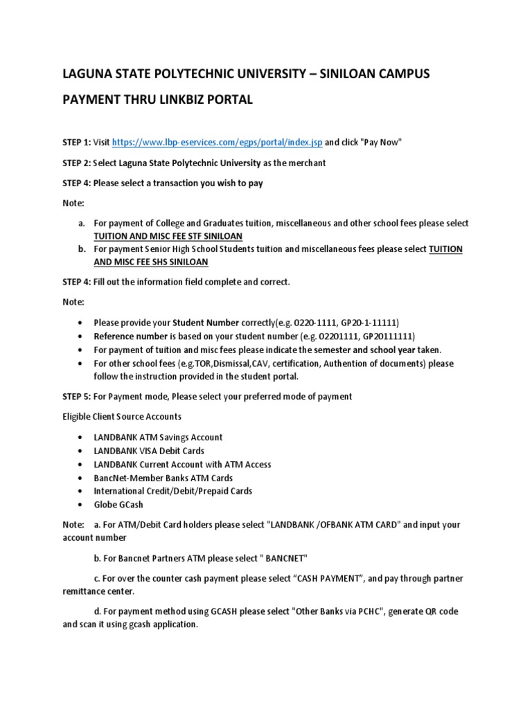 Laguna State Polytechnic University - Siniloan Campus Payment Thru ...