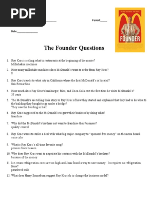 The Founder Movie Guide Questions Worksheet Pg13