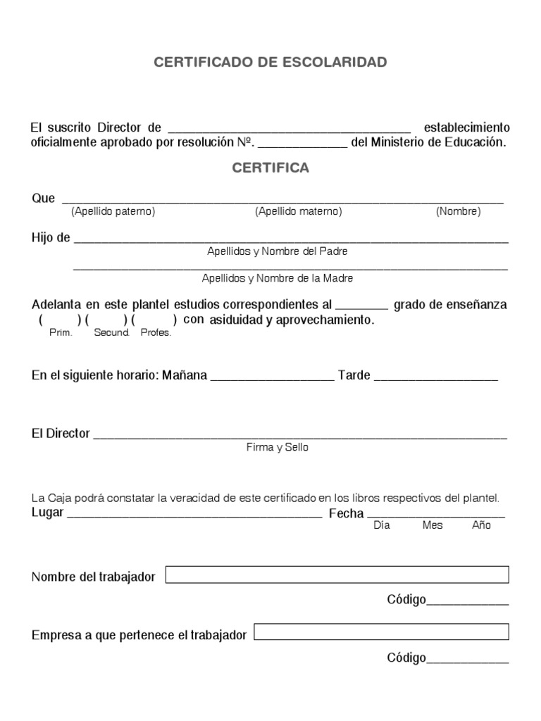 Certificado Escolaridad | PDF | Crecimiento personal y profesional ...