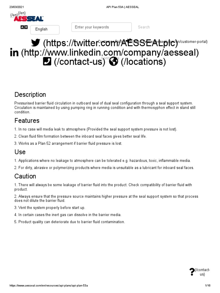 API Plan 53A - AESSEAL | PDF | Case Study | Energy And Resource