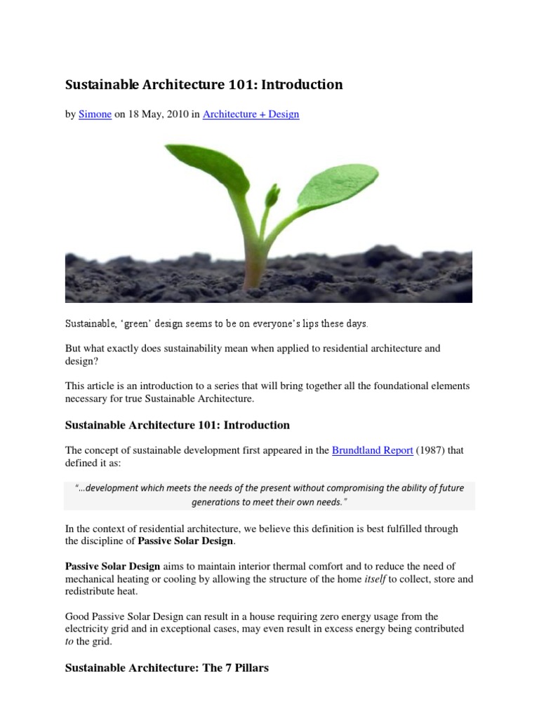 Sustainable Architecture 101: Introduction | PDF | Building Insulation ...
