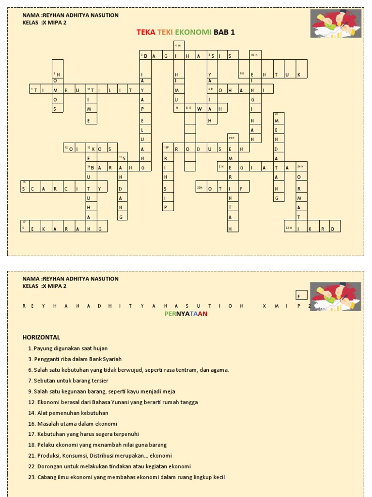 Teka-Teki Ekonomi Siswa SMA | PDF