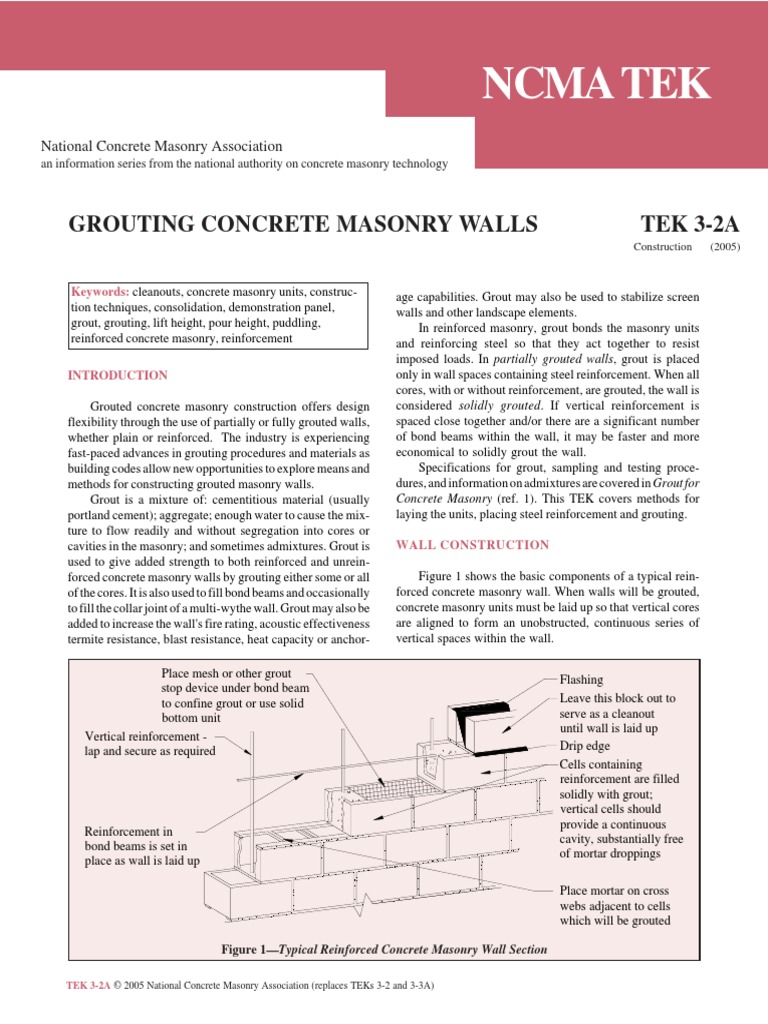 TEK 03-2A Grouting Concrete Masonry Walls | PDF | Masonry | Concrete