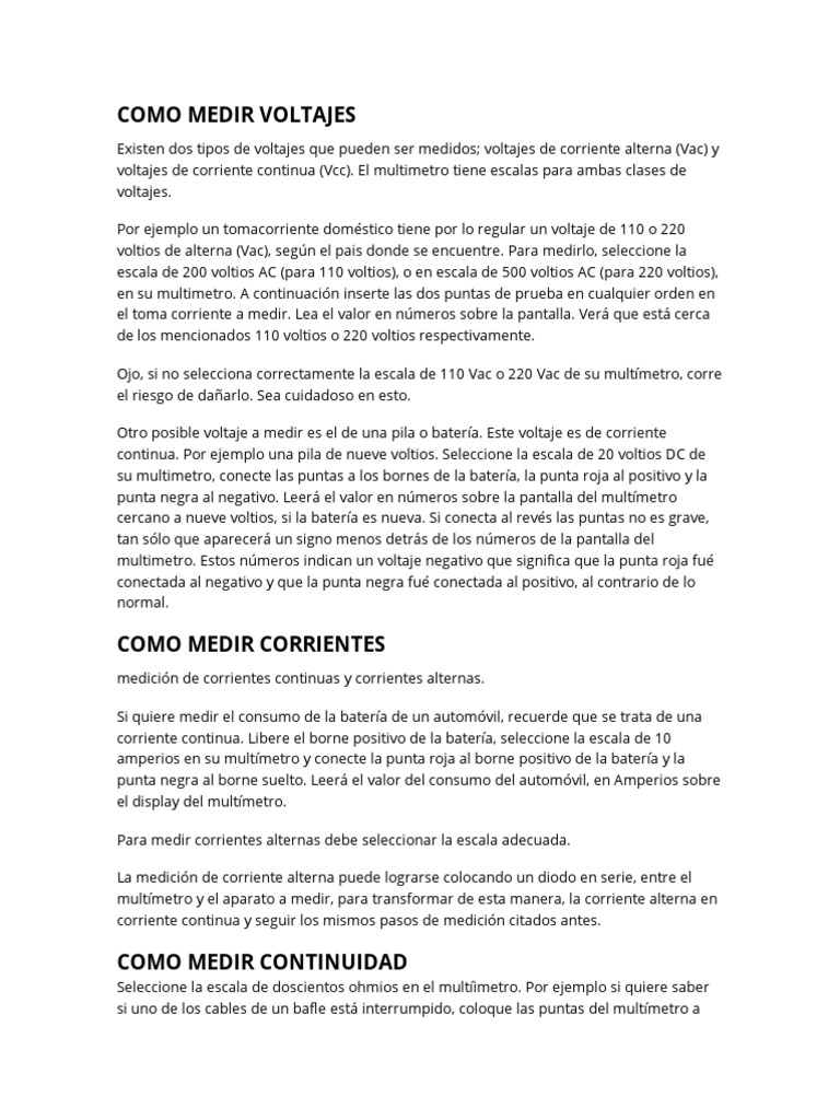 Como Medir Voltajes | PDF | Diodo | Transistor