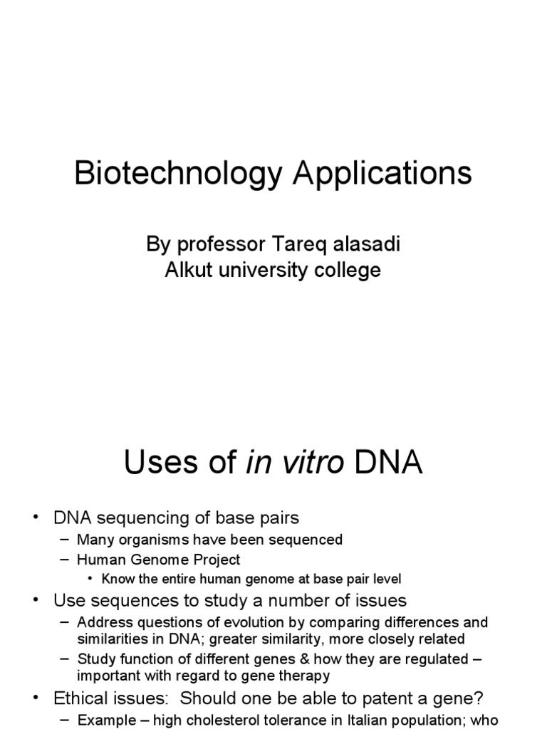 Biotechnology Applications Overview | PDF | Gene Therapy | Gene