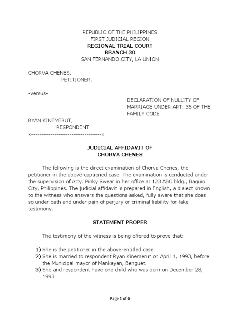 Ja Annulment | PDF | Testimony | Affidavit
