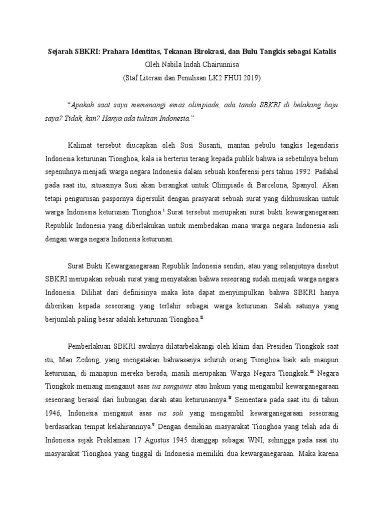 SBKRI dan Identitas Bangsa | PDF